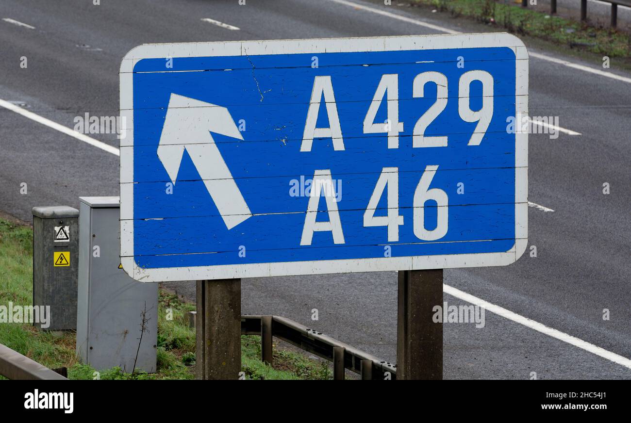 Motorway junction sign hi-res stock photography and images - Alamy