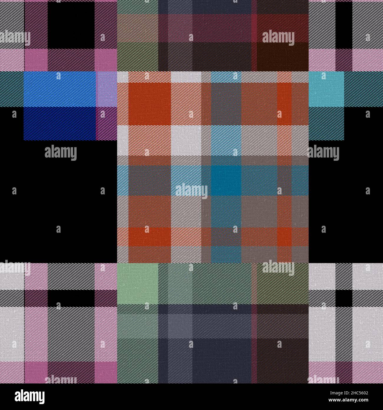 Seamless madras patchwork plaid cotton pattern. Tileable quilting ...