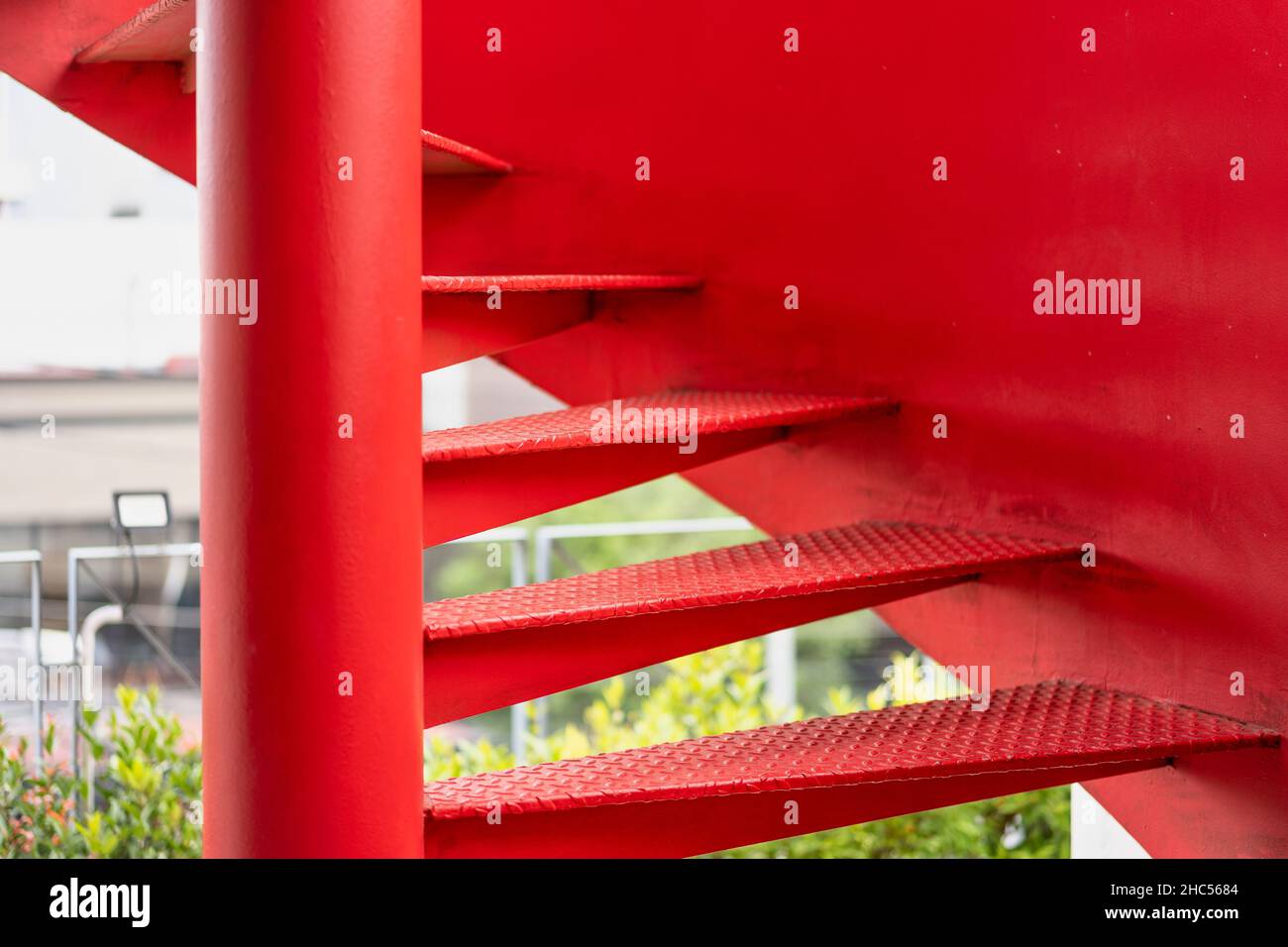 Outdoor metal red spiral staircase Stock Photo - Alamy