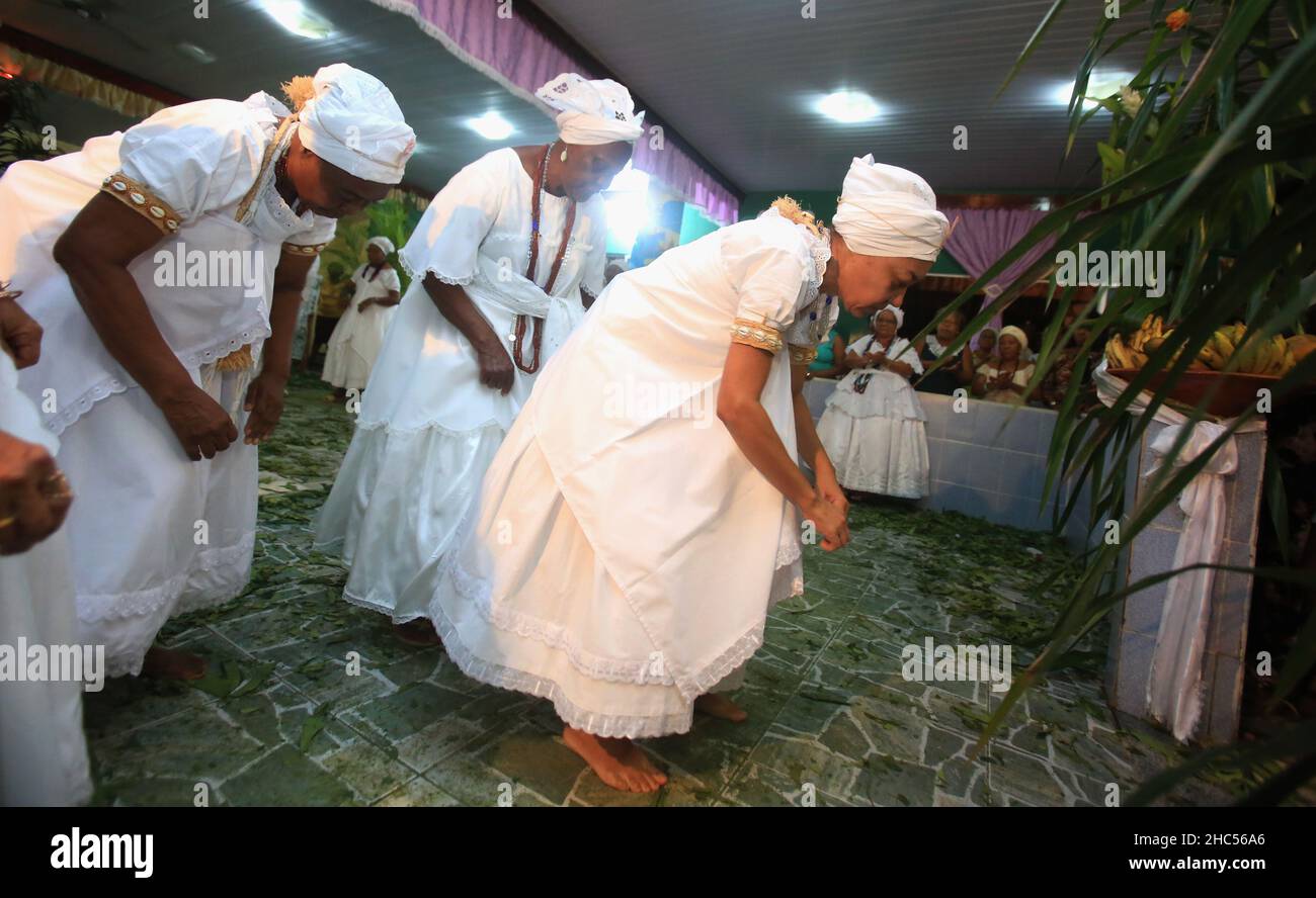 simoes filho, bahia, brazil - february 27, 2016: followers of candomble ...