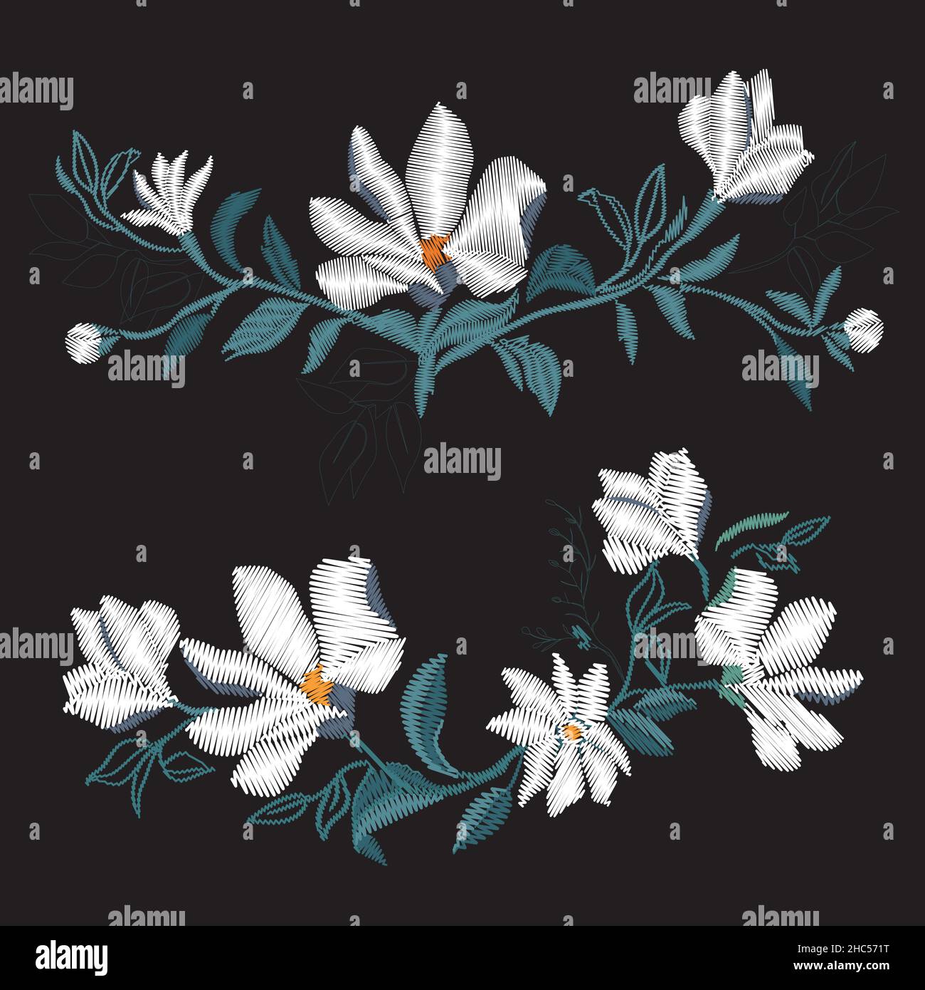 Magnolia embroidery , vector, illustration Stock Vector Image & Art - Alamy