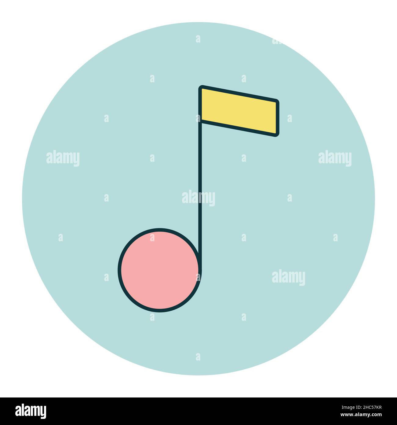 Music note color vector icon. Graph symbol for music and sound web site and apps design, logo ...