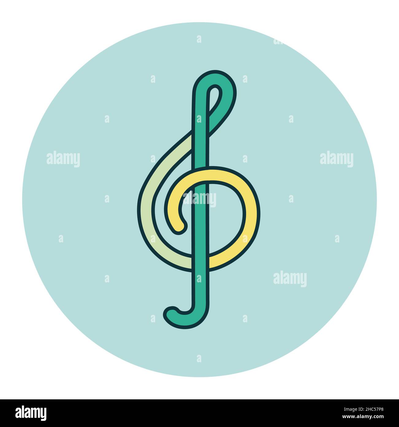 Treble clef color vector flat icon. Music sign. Graph symbol for music ...