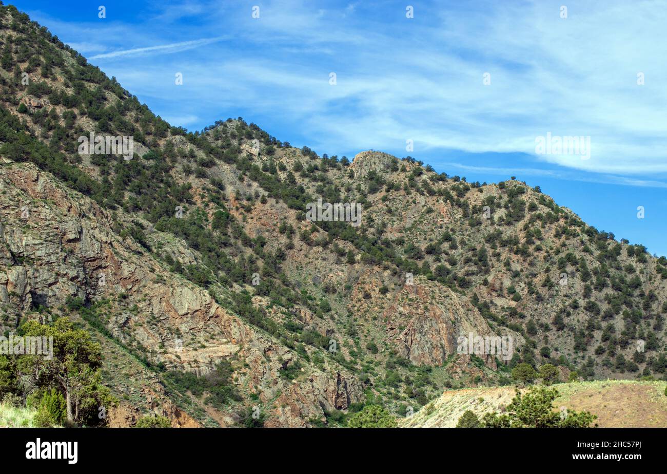 A beautiful Colorado mountain with ridges, peaks and valleys. A ...