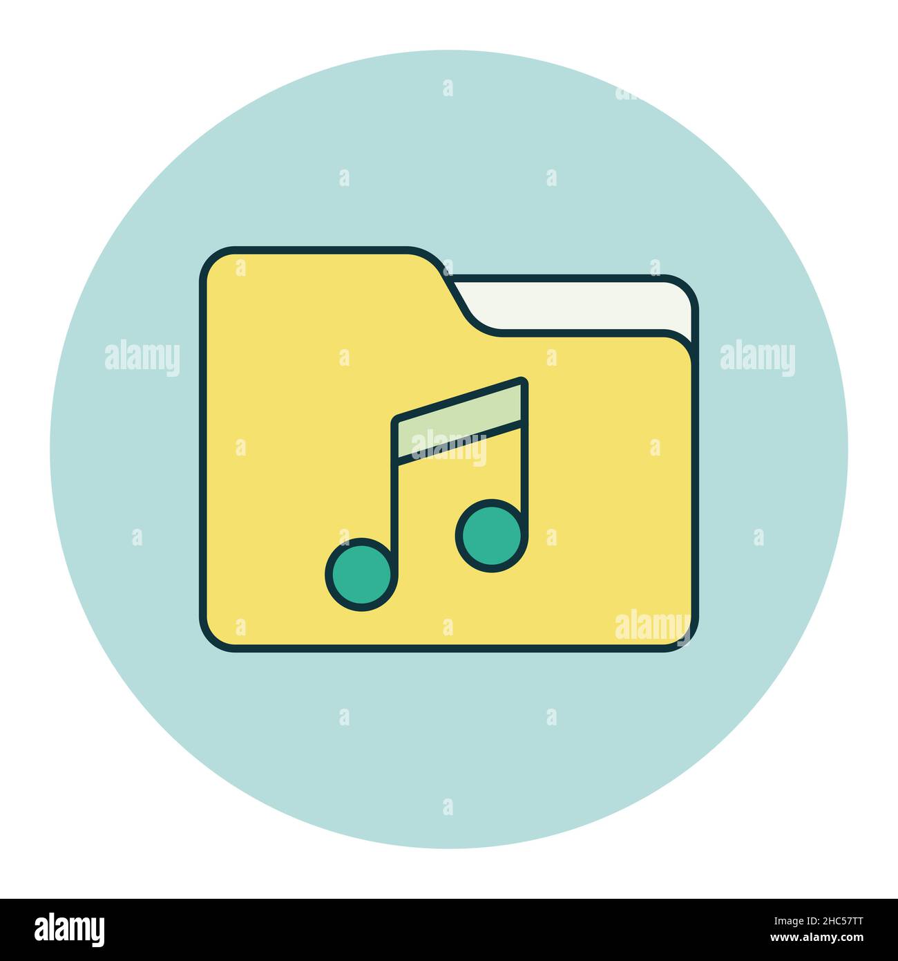 File folder with music note color flat vector icon. Music sign. Graph ...