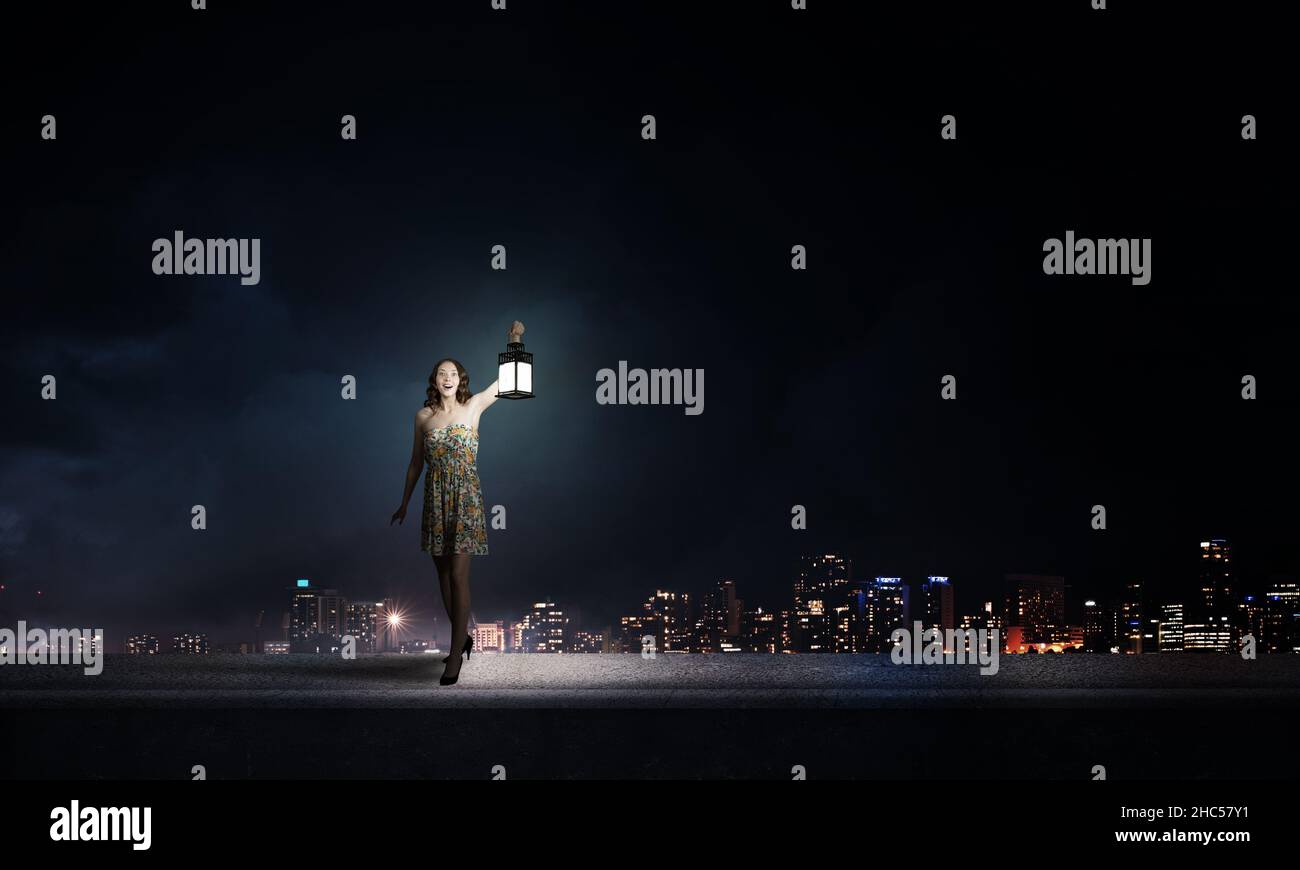 Girl lost in darkness Stock Photo - Alamy