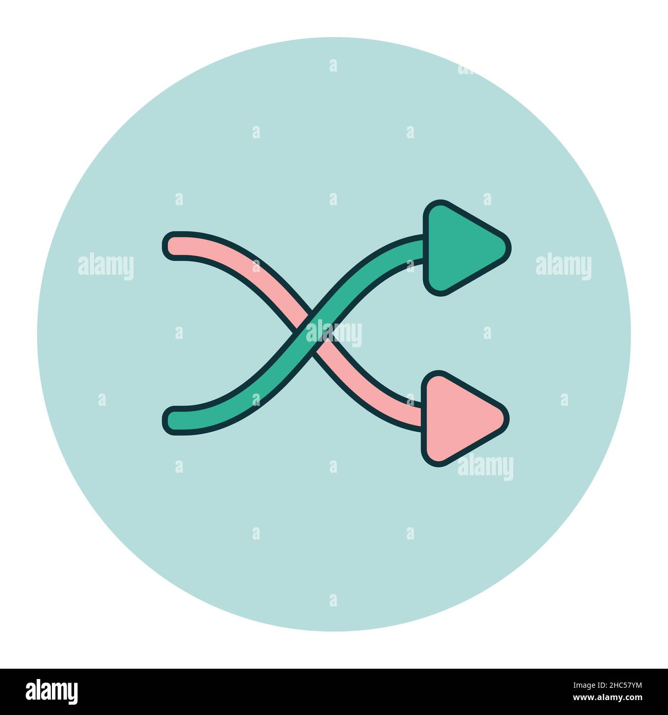 Shuffle color vector flat icon. Crossed arrows. Media player button ...