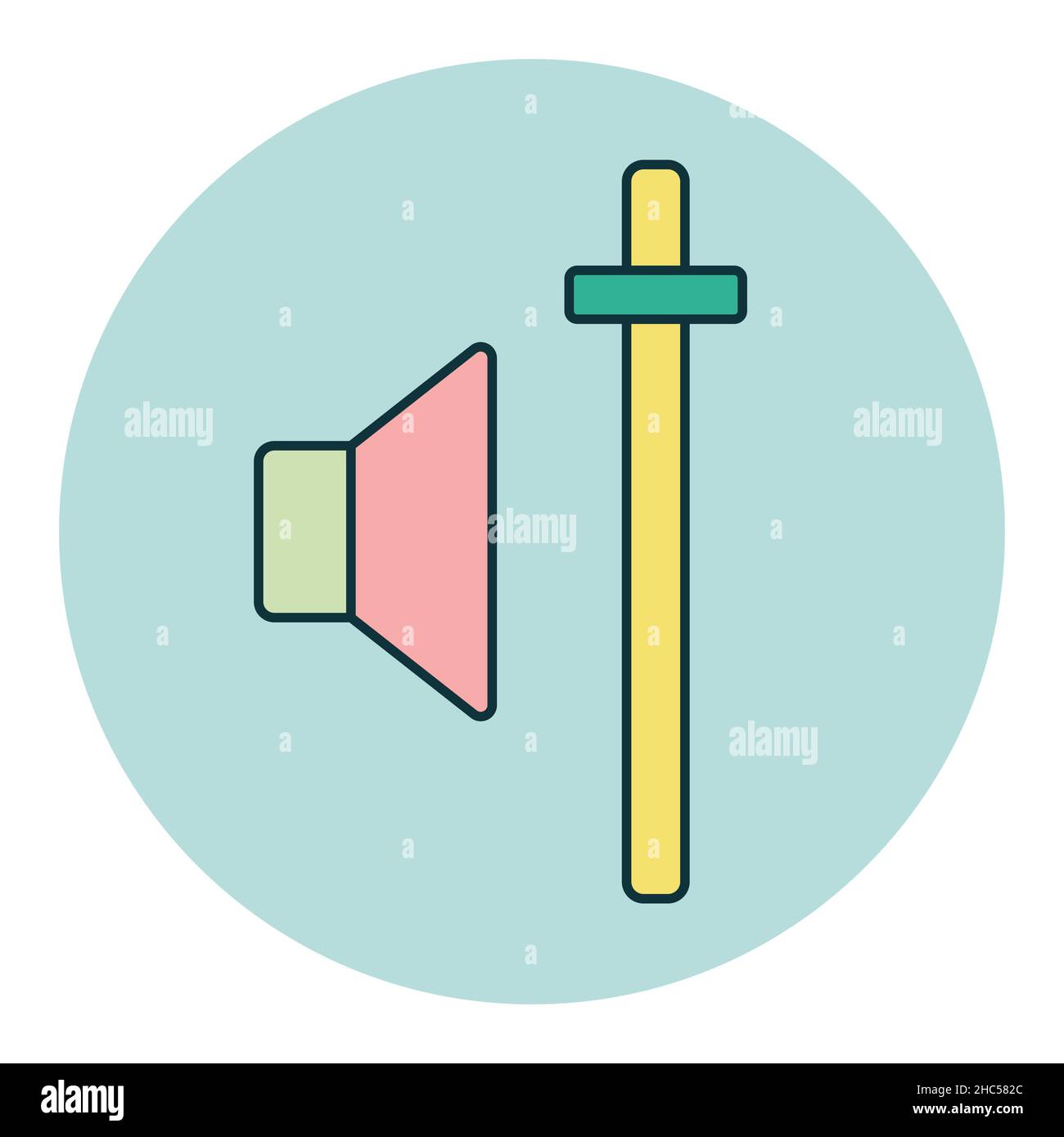 Audio volume slider control color vector flat icon. Graph symbol for ...