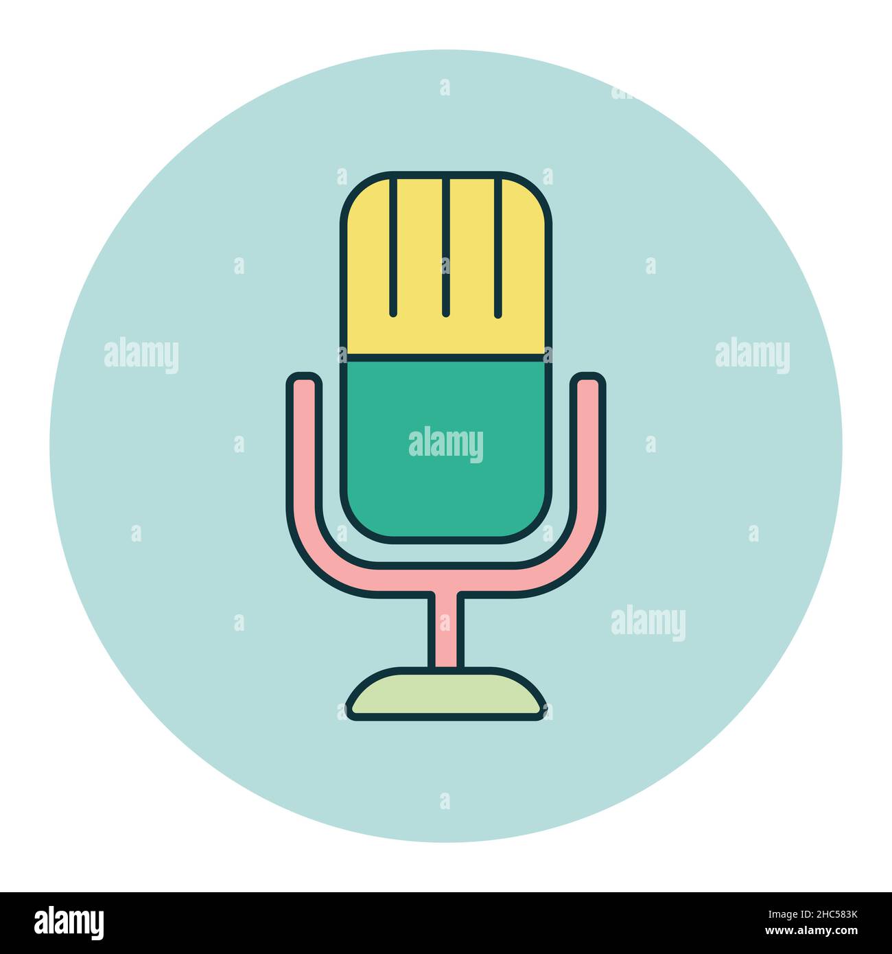 Retro microphone color vector icon. Graph symbol for music and sound ...