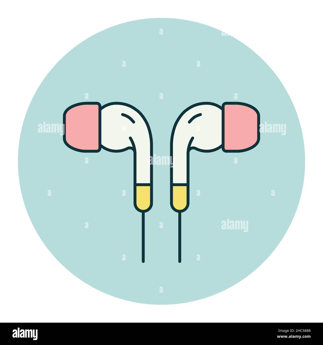 Earbuds headphone color vector icon. Music sign. Graph symbol for music ...