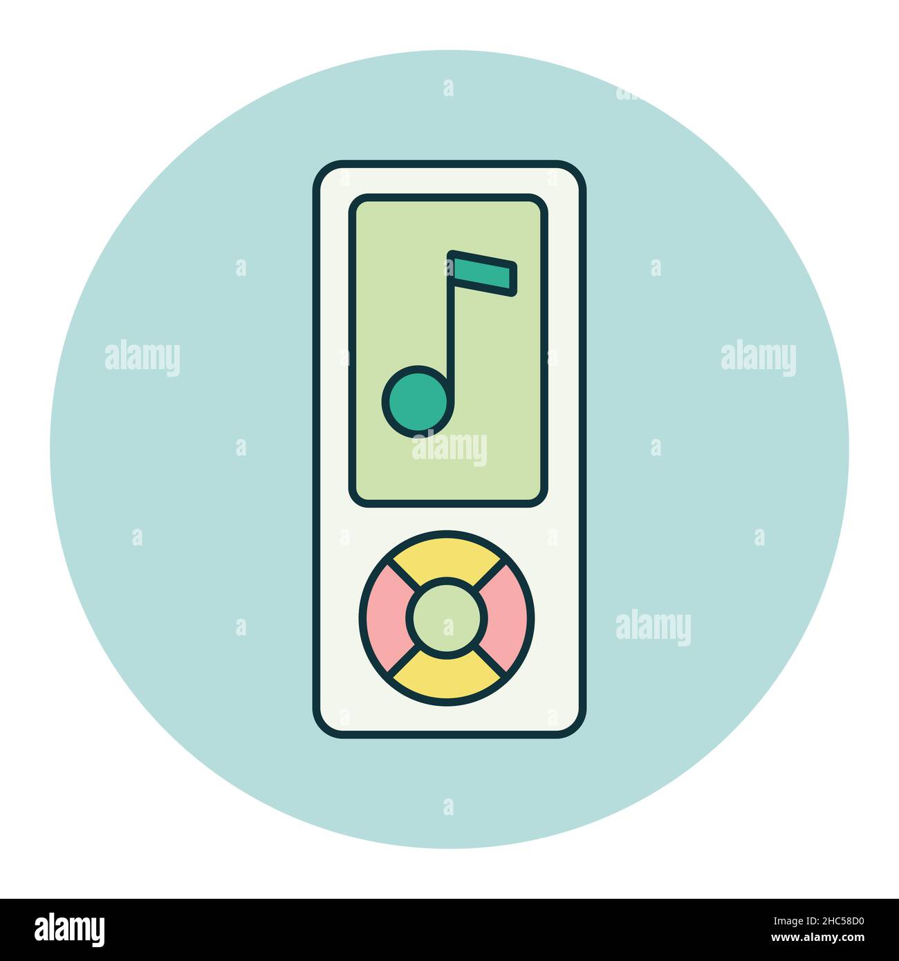 Mp3 player color vector flat icon. Music sign. Graph symbol for music ...