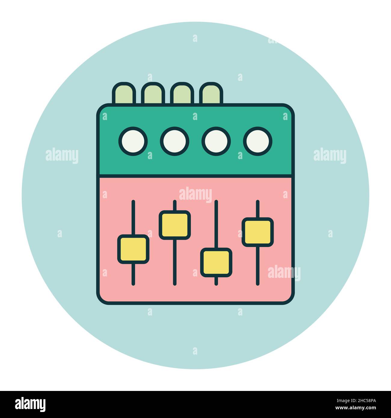 Mixing console color vector icon. Graph symbol for music and sound web ...