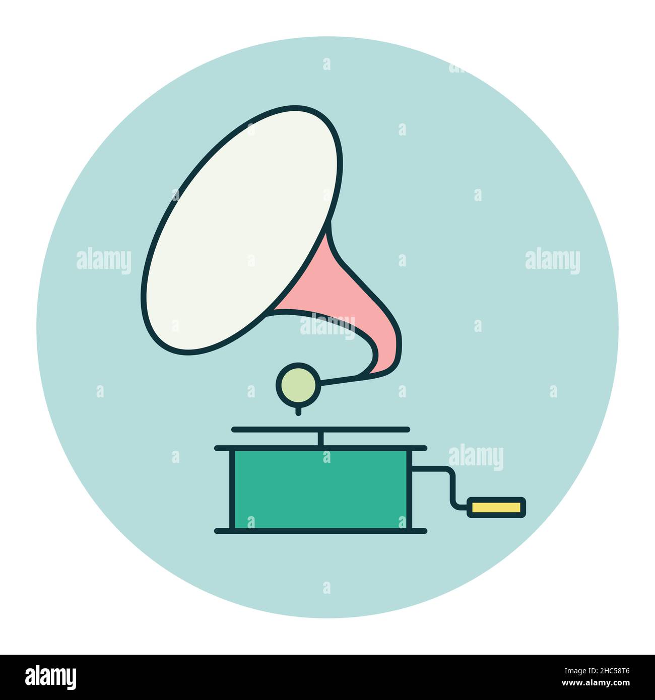 Gramophone color vector flat icon. Music sign. Graph symbol for music ...