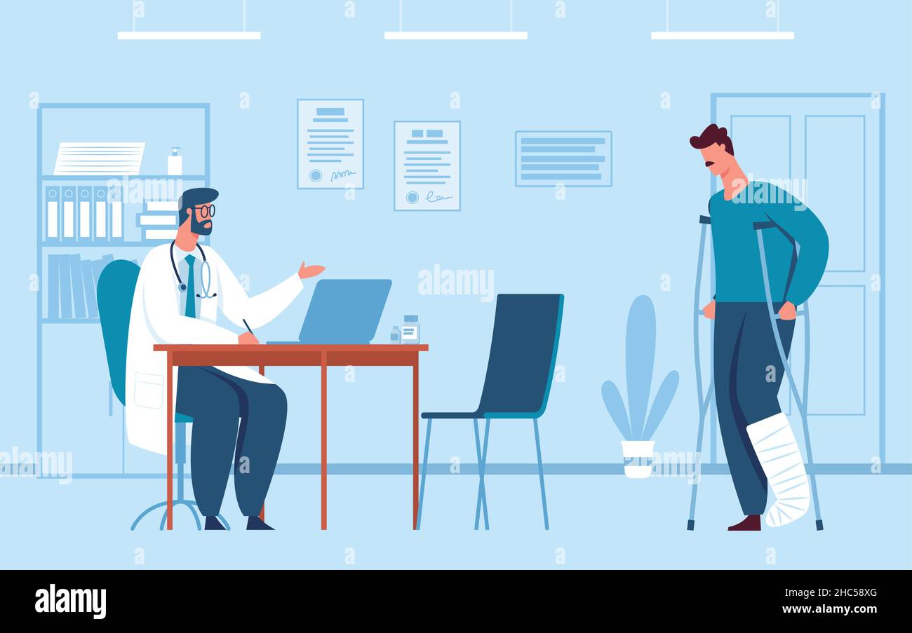 Visit doctor for medical consultation and check up. Vector patient ...