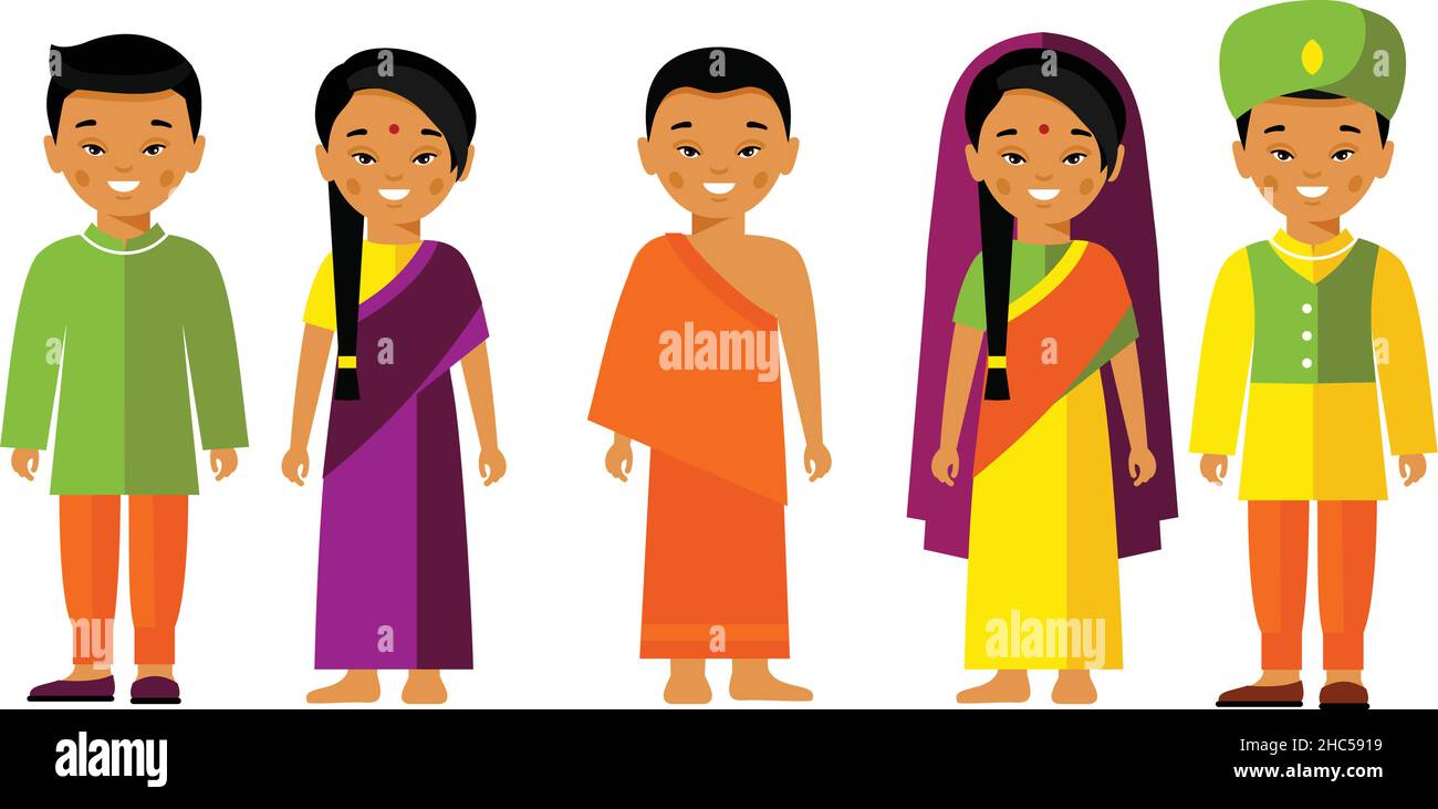 Vector illustration of india monk and woman Stock Vector Image & Art ...