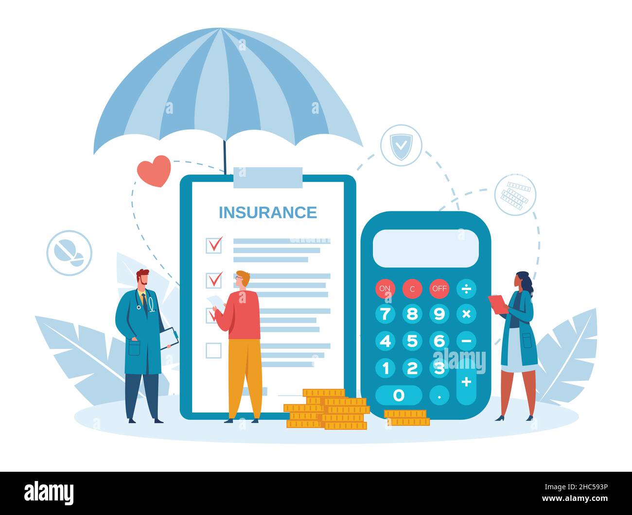 Concept of health insurance, safety and protection health. Vector ...