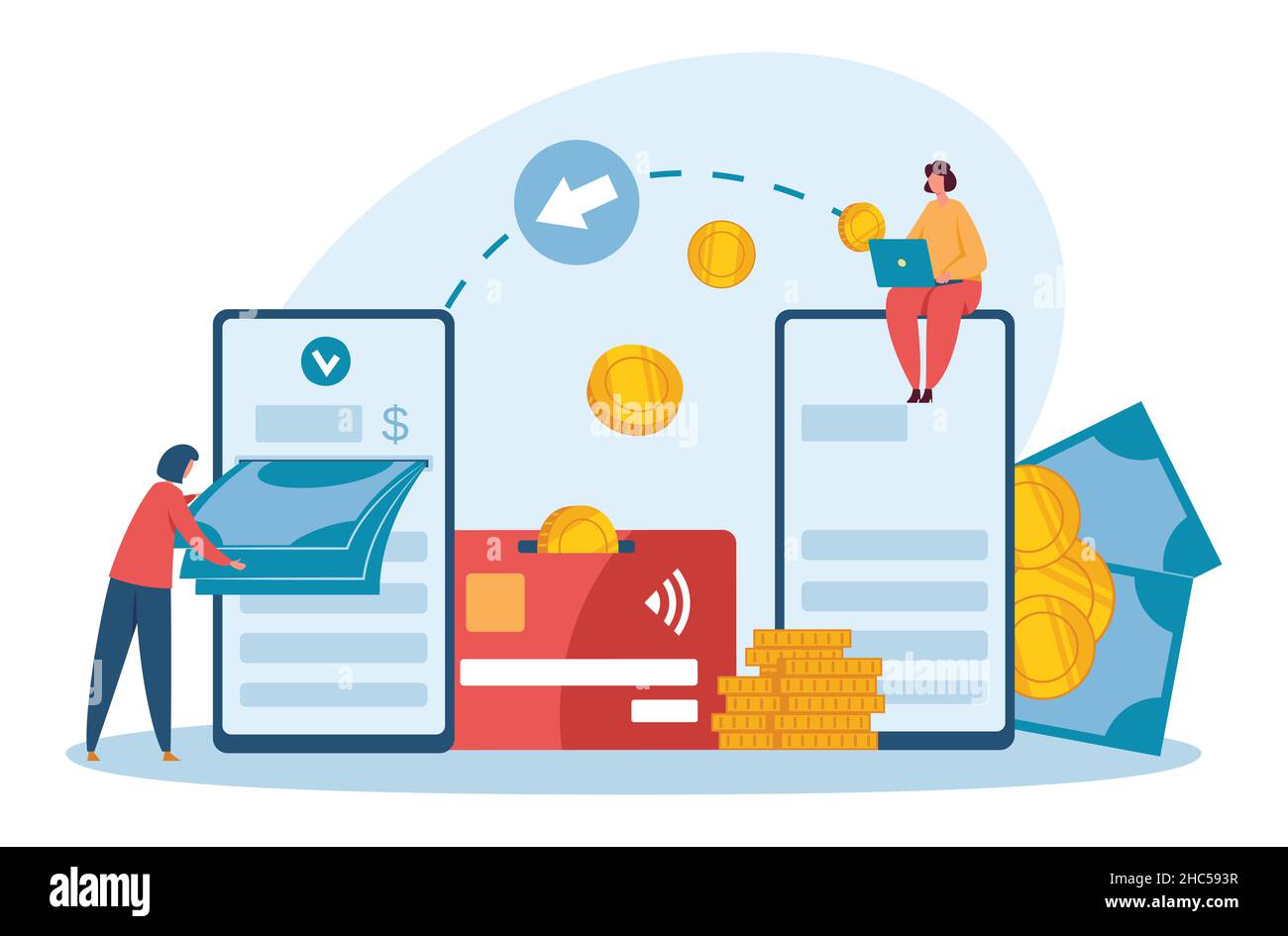 Mobile Money Transactions Transfer Cash In Internet Banking Vector