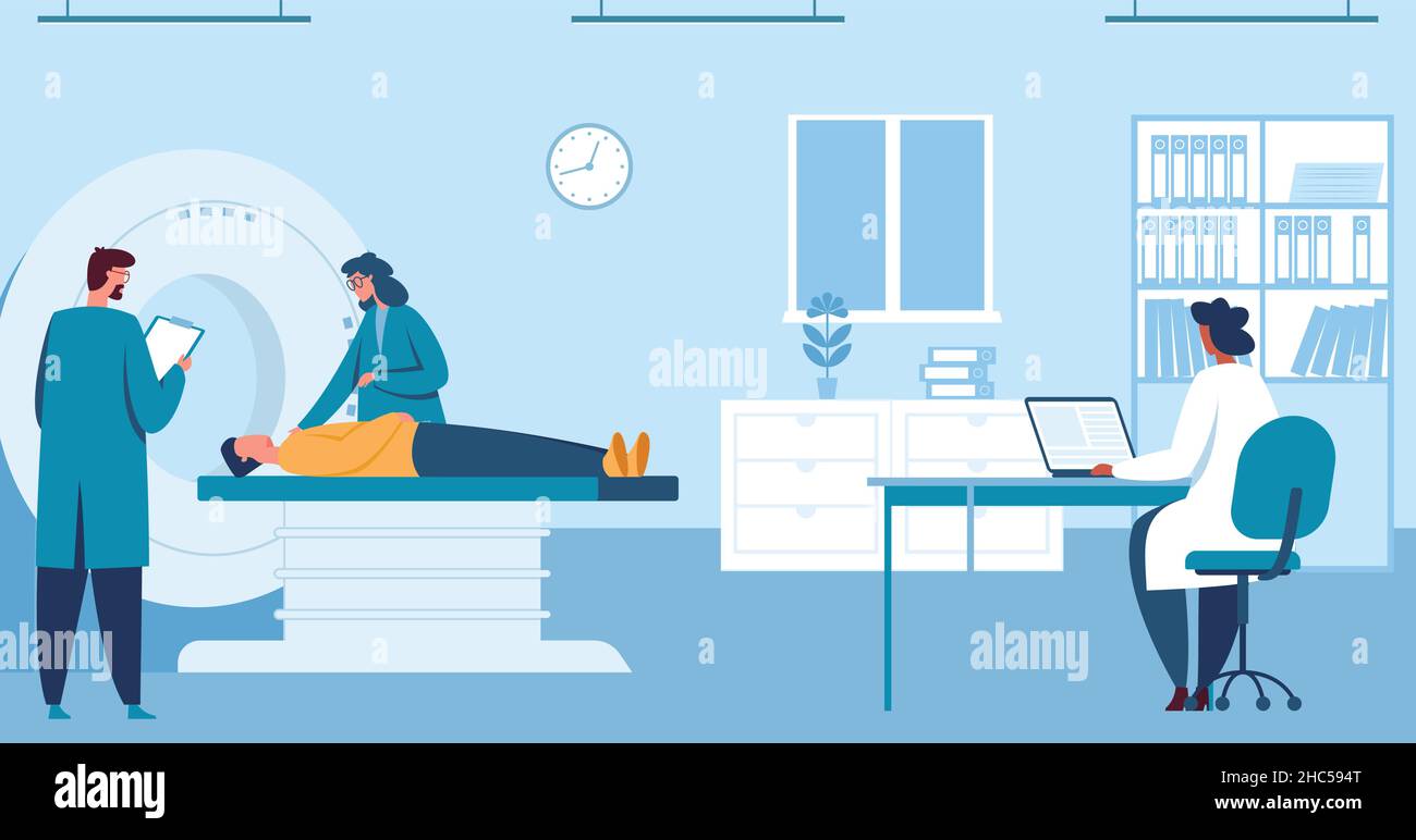 Medical visit to check up health in mri. Vector medical scanner to ...