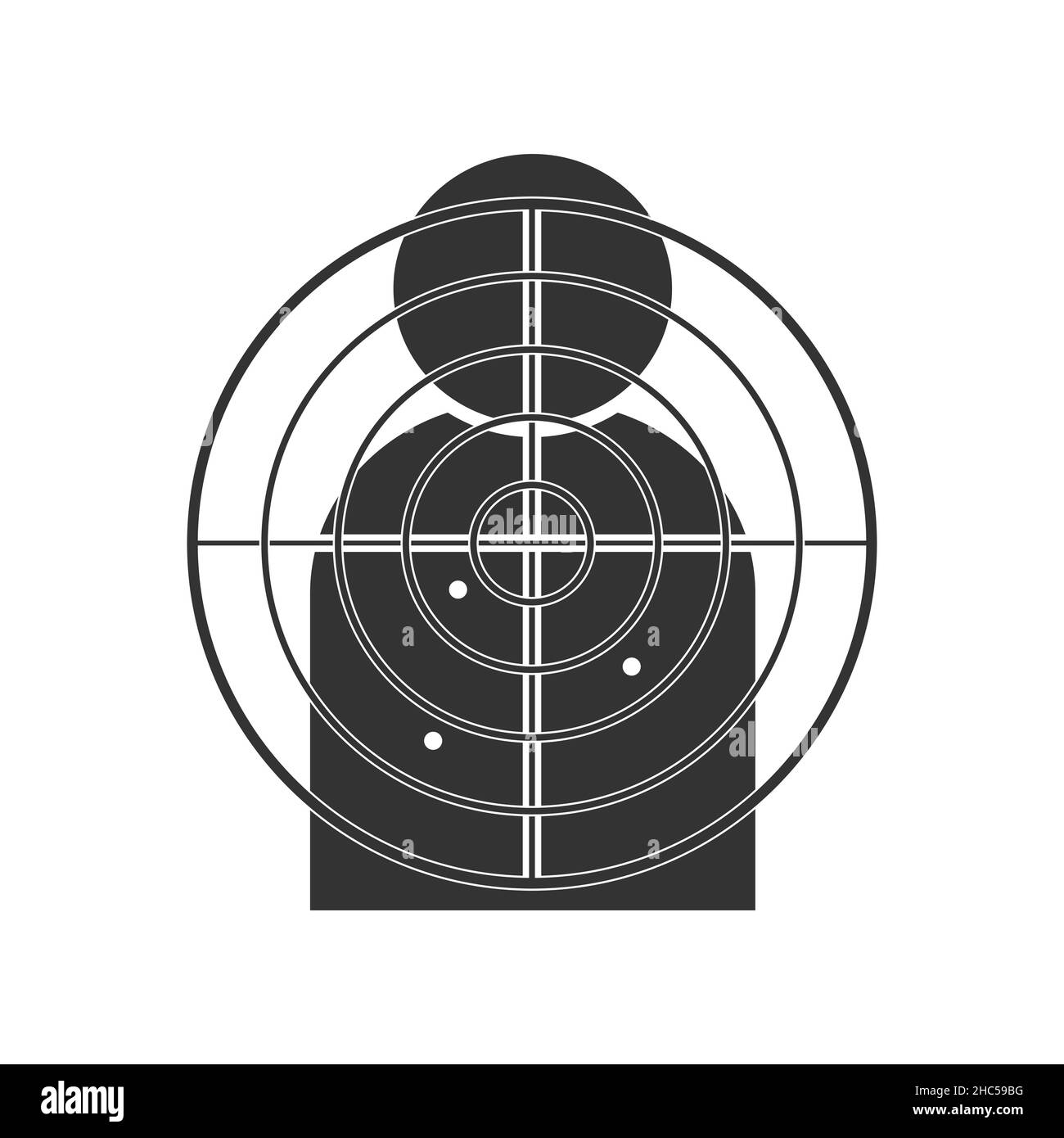 Target in human form for shooting. Black silhouette with circles Stock ...
