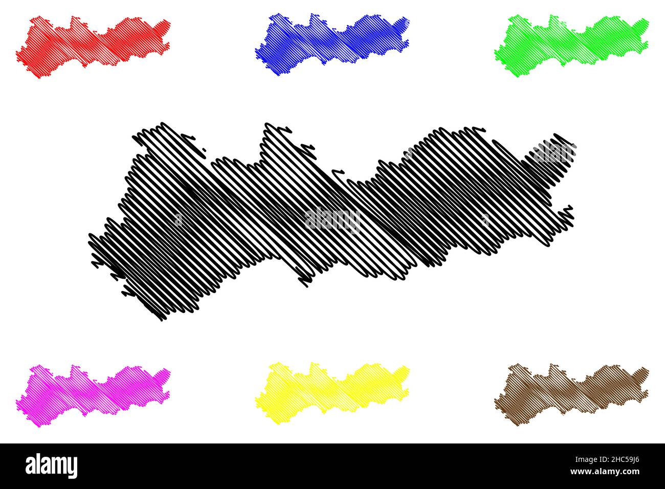 Nirmal district (Telangana State, Republic of India) map vector ...
