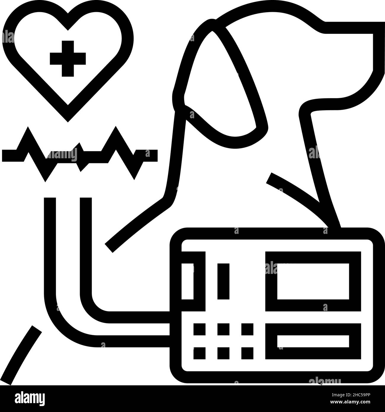 ekg heart of domestic animal line icon vector illustration Stock Vector ...