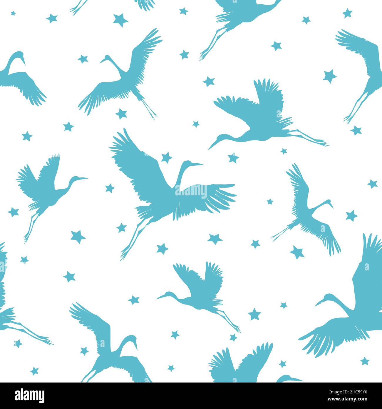 crane, pattern, vector illustration flying bird flower Stock Vector ...