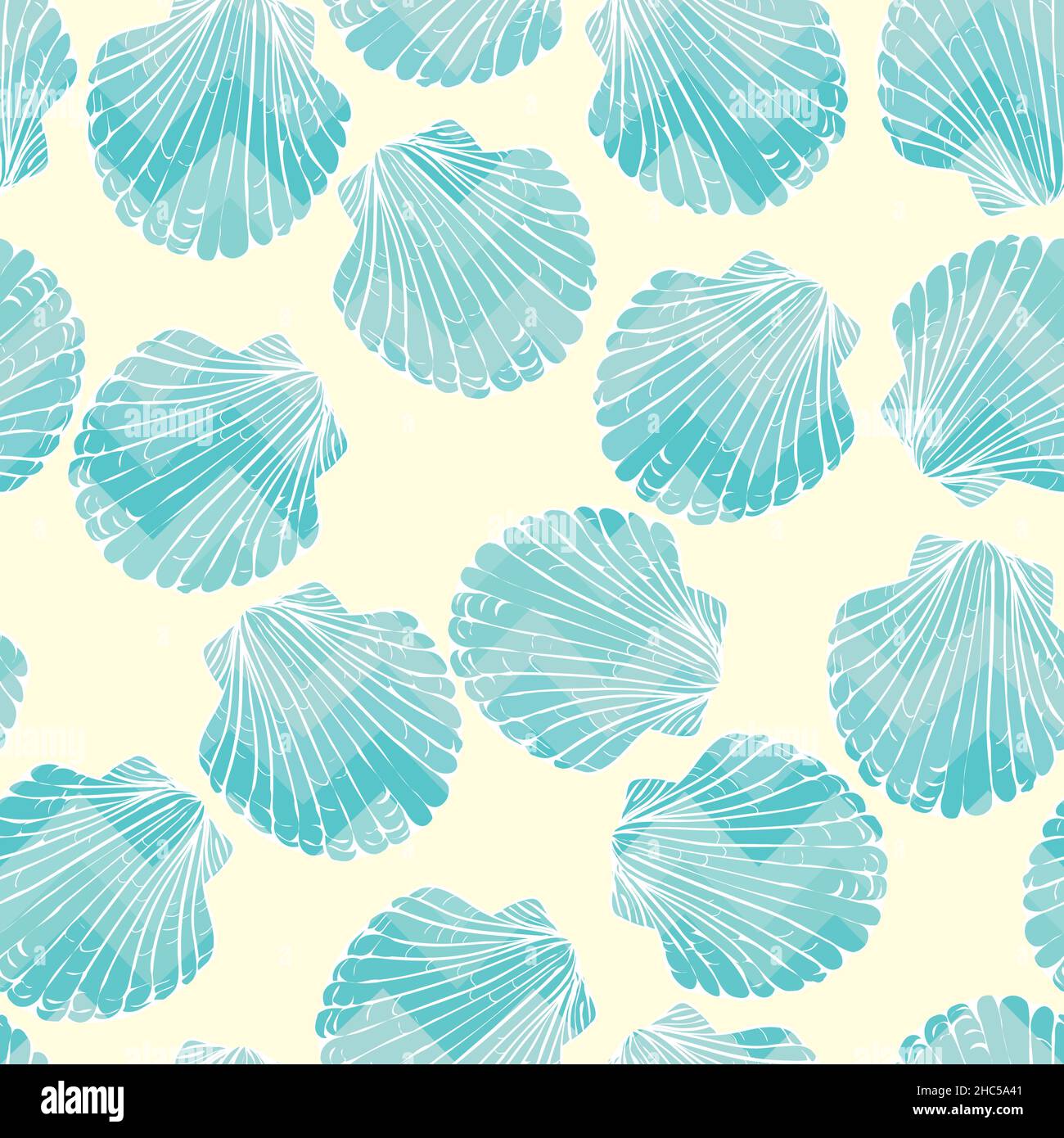 Hand drawn vector illustrations - seamless pattern of seashells. Marine ...
