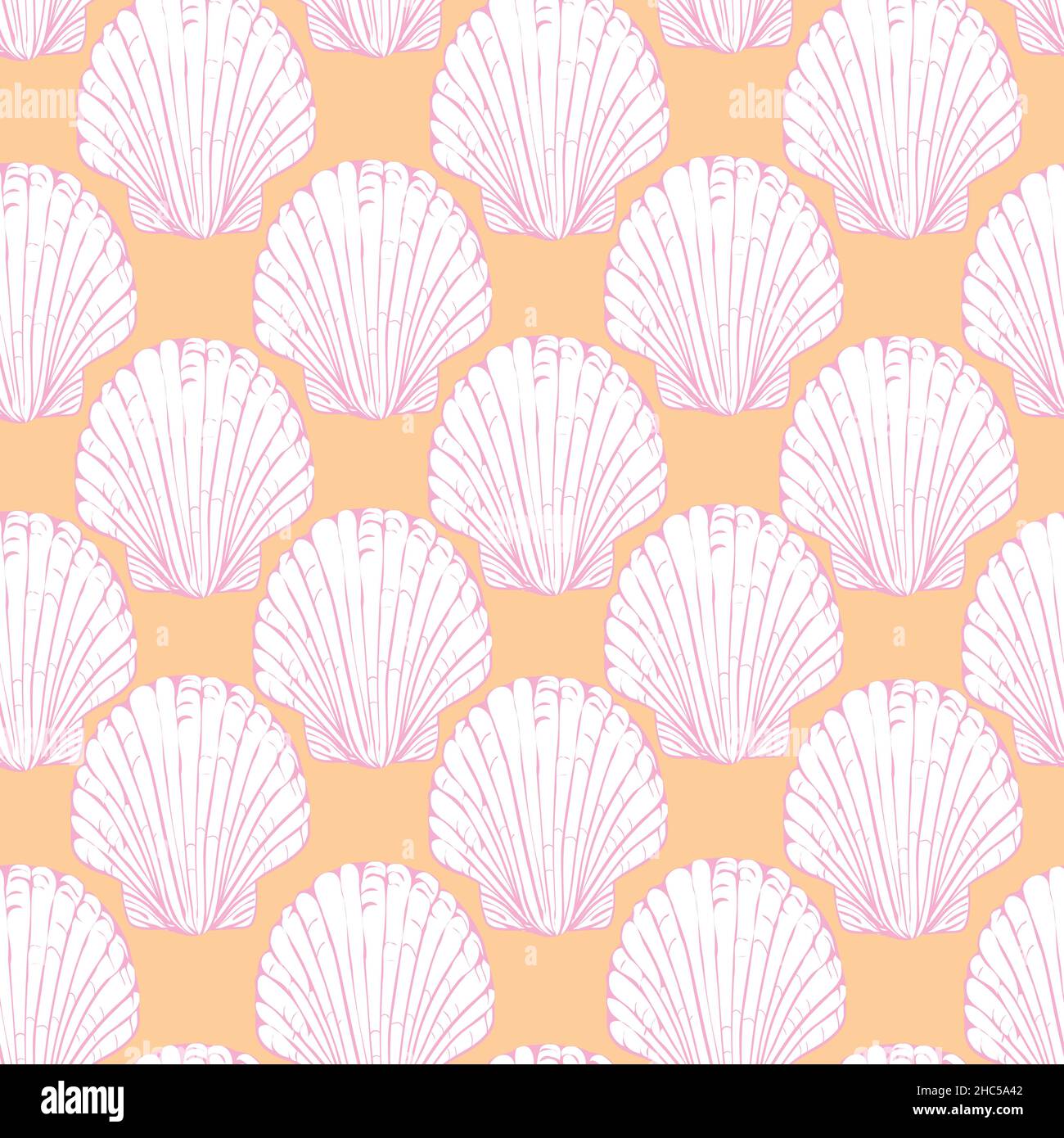 Hand drawn vector illustrations - seamless pattern of seashells. Marine ...