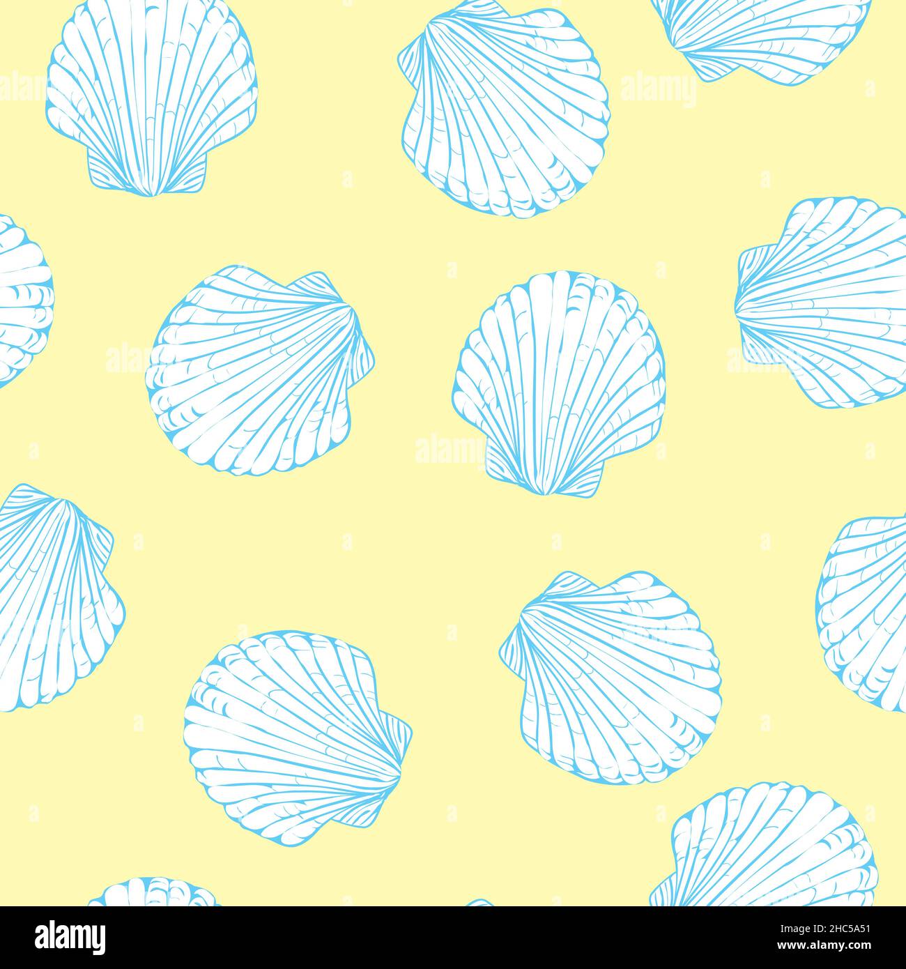 Hand drawn vector illustrations - seamless pattern of seashells. Marine ...