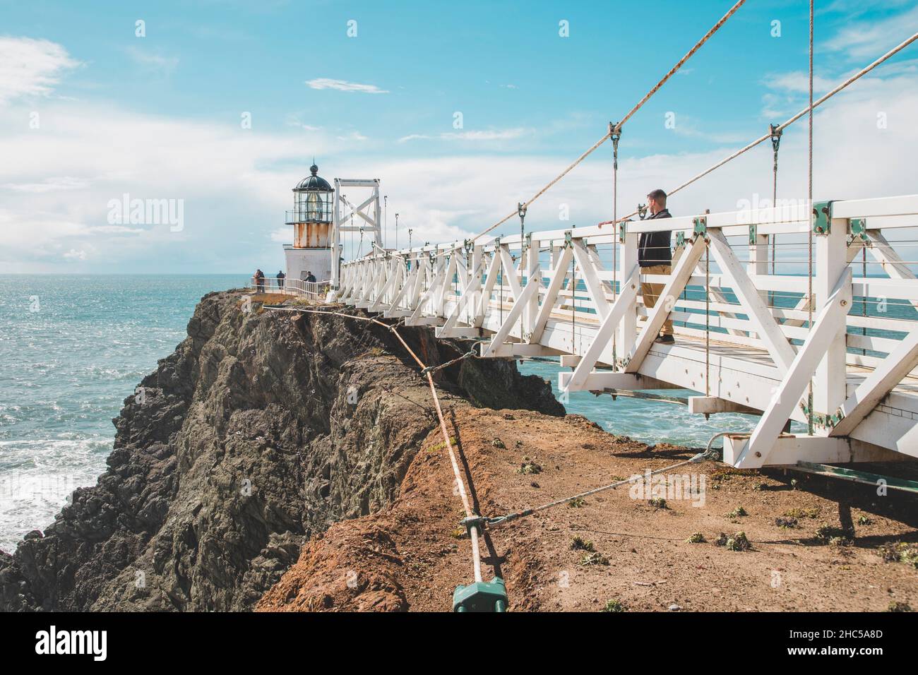 Scenic shot of the famous Point Bonita Lighthouse in California ...