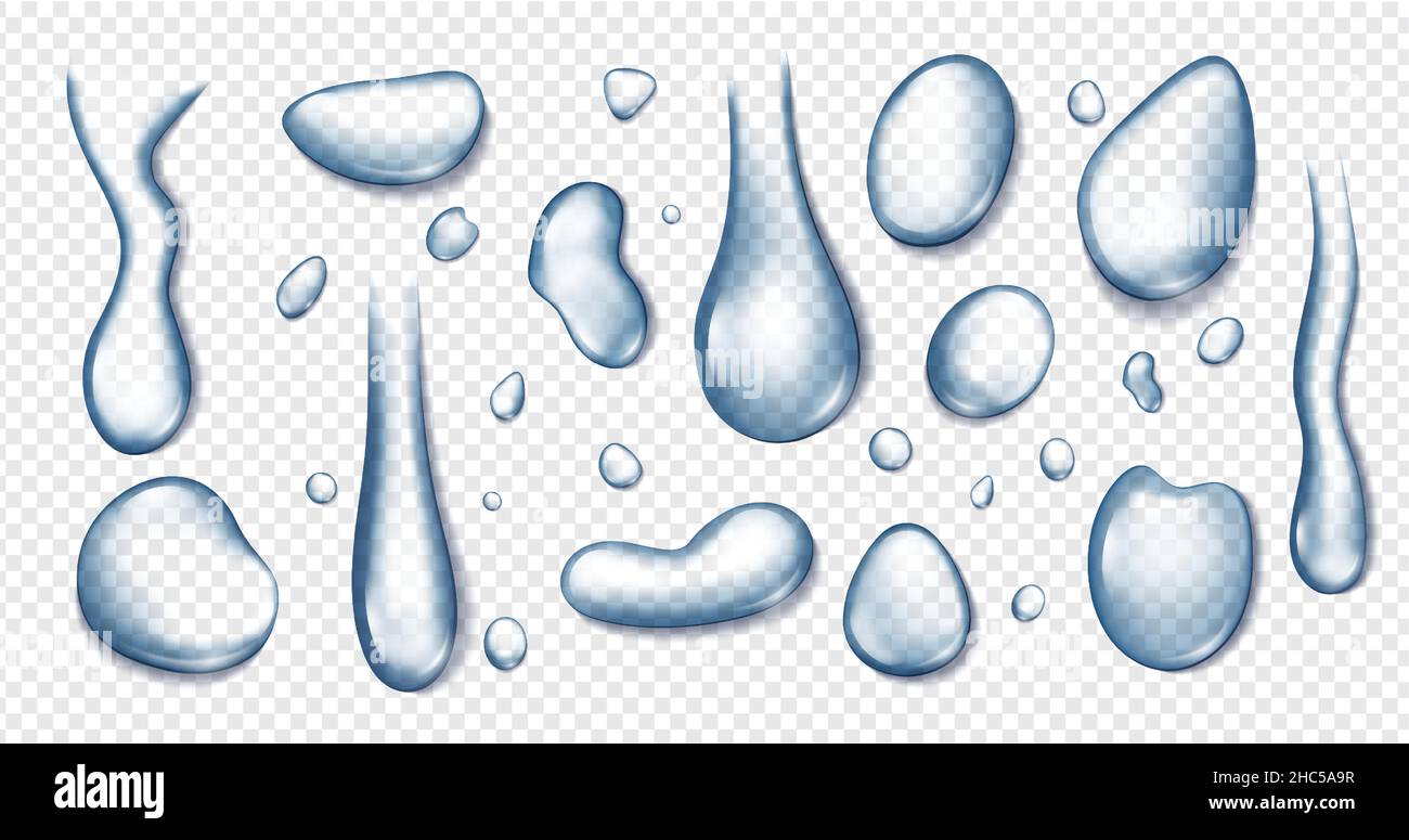 Realistic transparent water drops, clear liquid droplets, raindrops ...