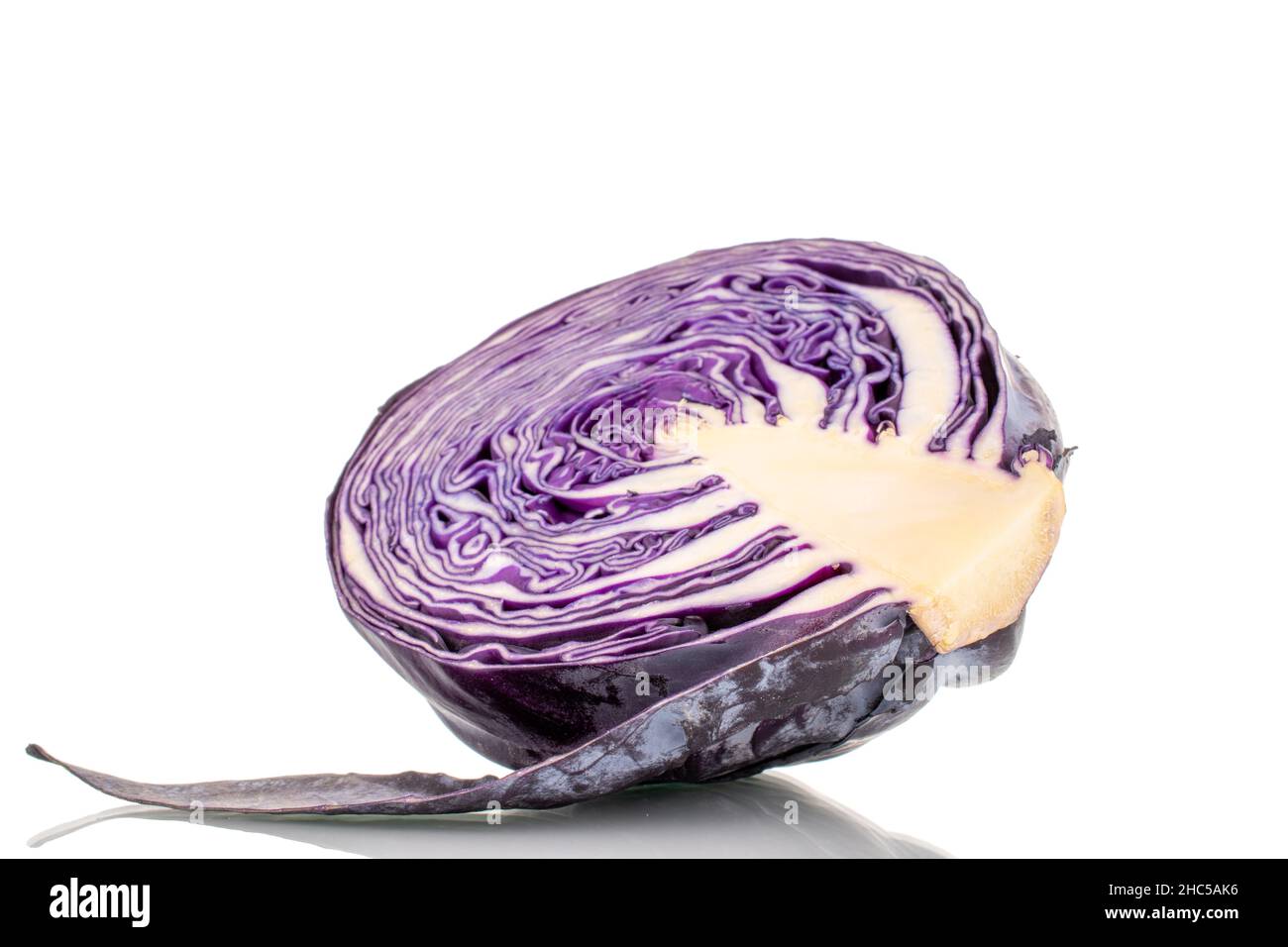 One half of fresh red cabbage, close-up, isolated on white Stock Photo ...