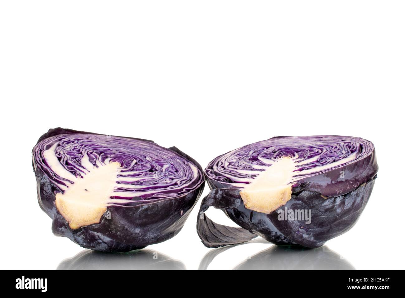 Two halves of fresh red cabbage, close-up, isolated on white Stock ...