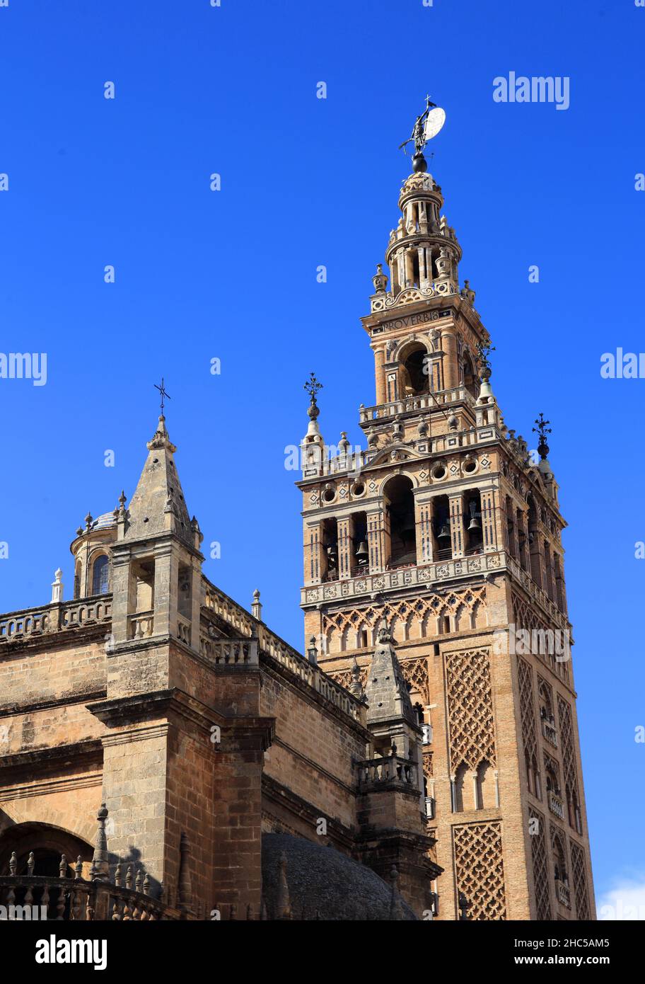 Seville, Andalusia, Spain, Seville Cathedral, and The Giralda tower ...
