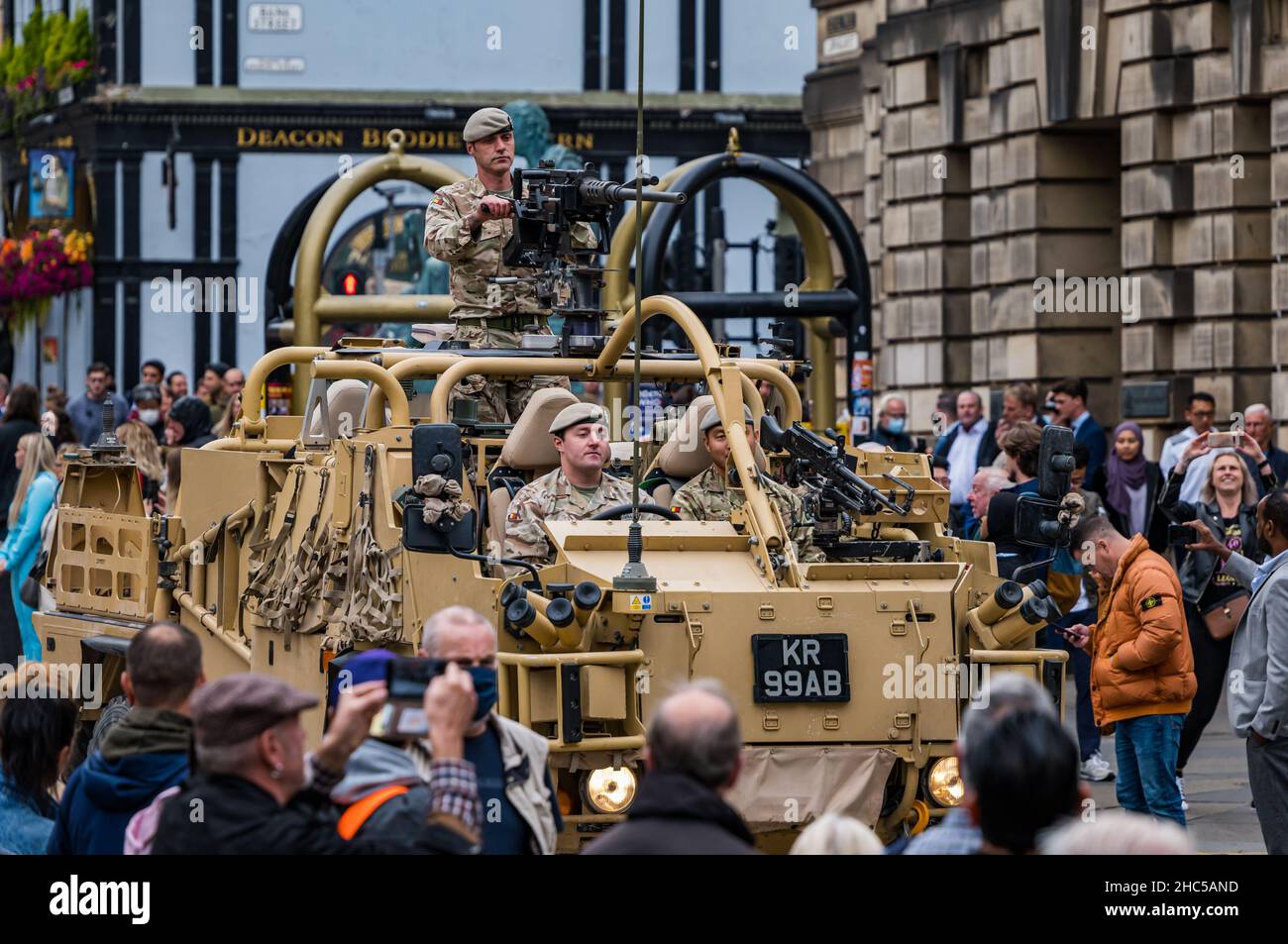 Royal Scots Dragoon Guards 50th anniversary parade with machine guns ...