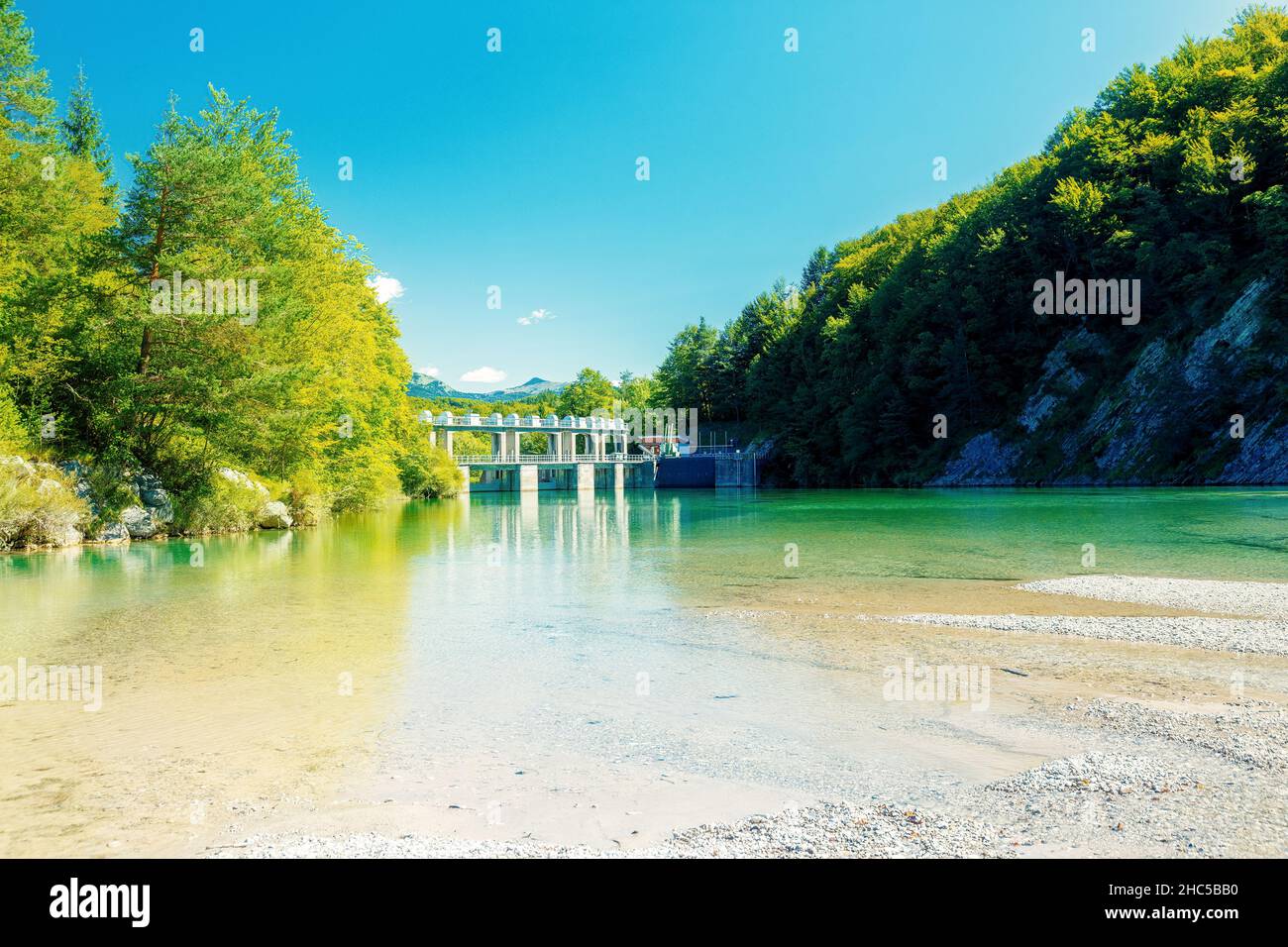 Hydro power plant. Beautiful landscape Stock Photo - Alamy