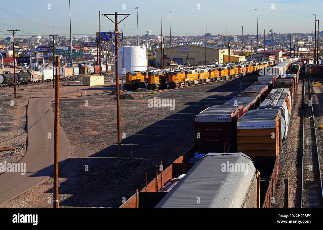 EL PASO, TX -15 DEC 2021- View of a freight train from BNSF in El Paso ...