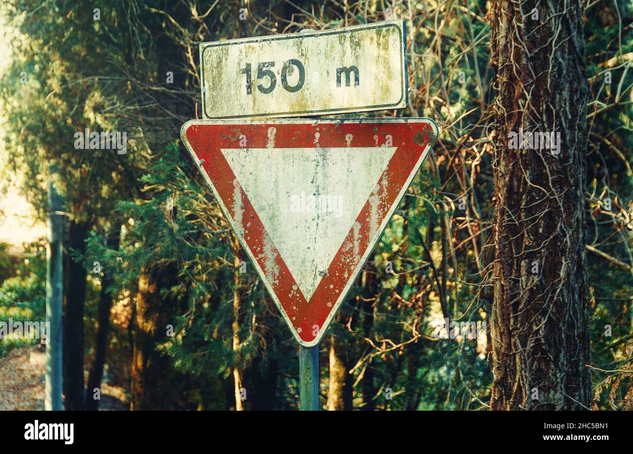 Old red and white traffic sign Stock Photo - Alamy