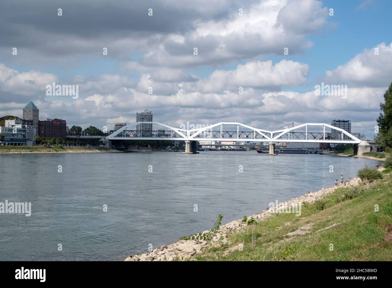 Landscape of Rhein river and bridge in Mannheim Stock Photo - Alamy