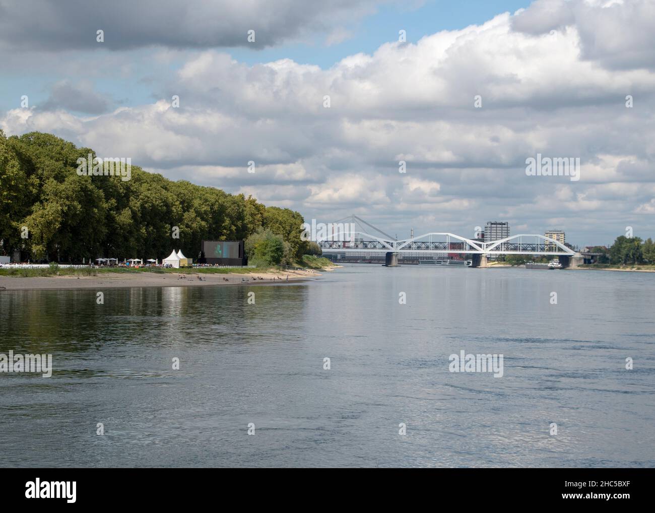 Landscape of Rhein river and bridge in Mannheim Stock Photo - Alamy