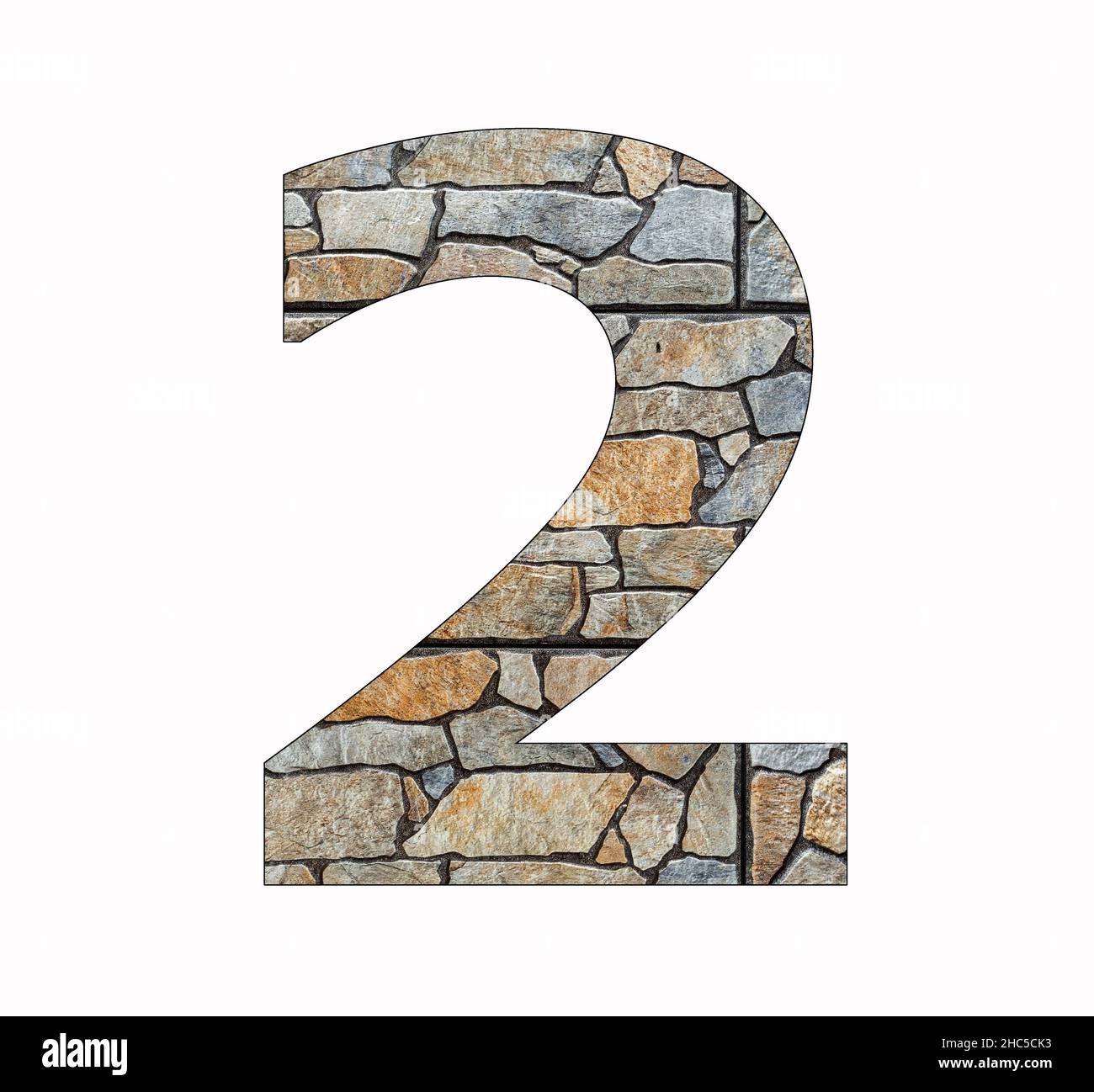 Number 2 on rustic stone background Stock Photo - Alamy