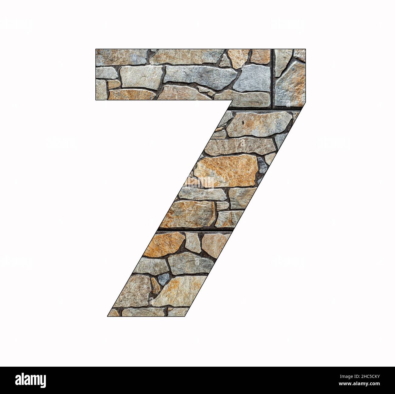 Number 7 - seven digit on rustic stone background Stock Photo - Alamy
