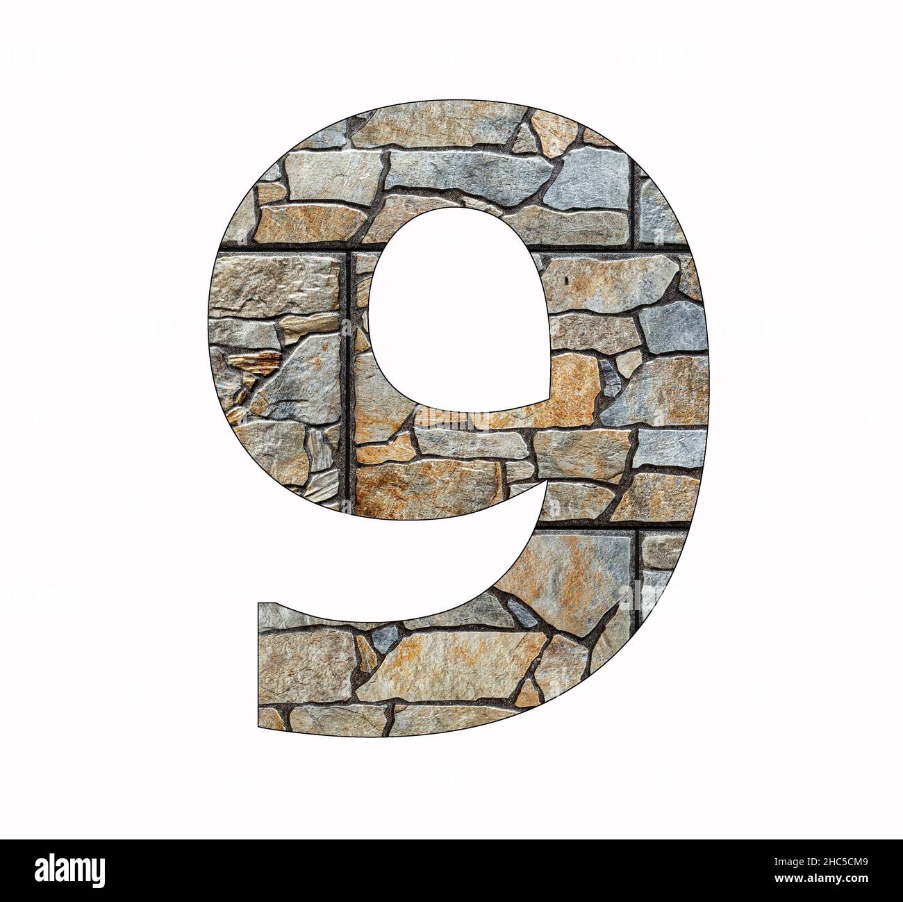 Number 9 - nine digit on rustic stone background Stock Photo - Alamy
