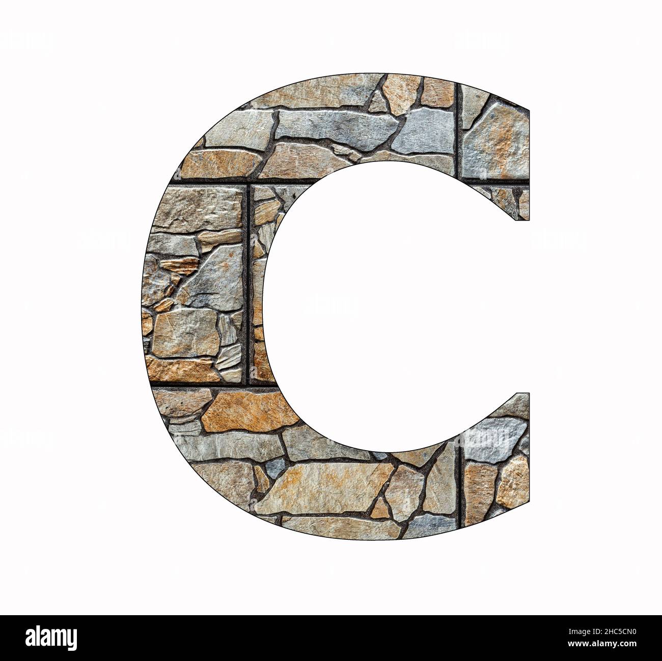 Rustic stone letter C - Black background Stock Photo - Alamy
