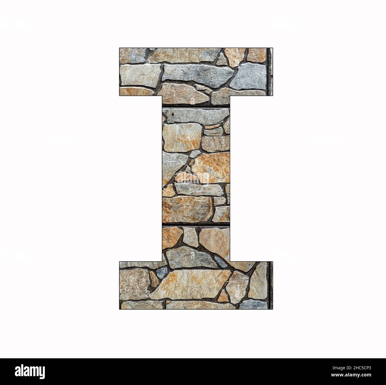 Rustic stone letter I - Black background Stock Photo - Alamy