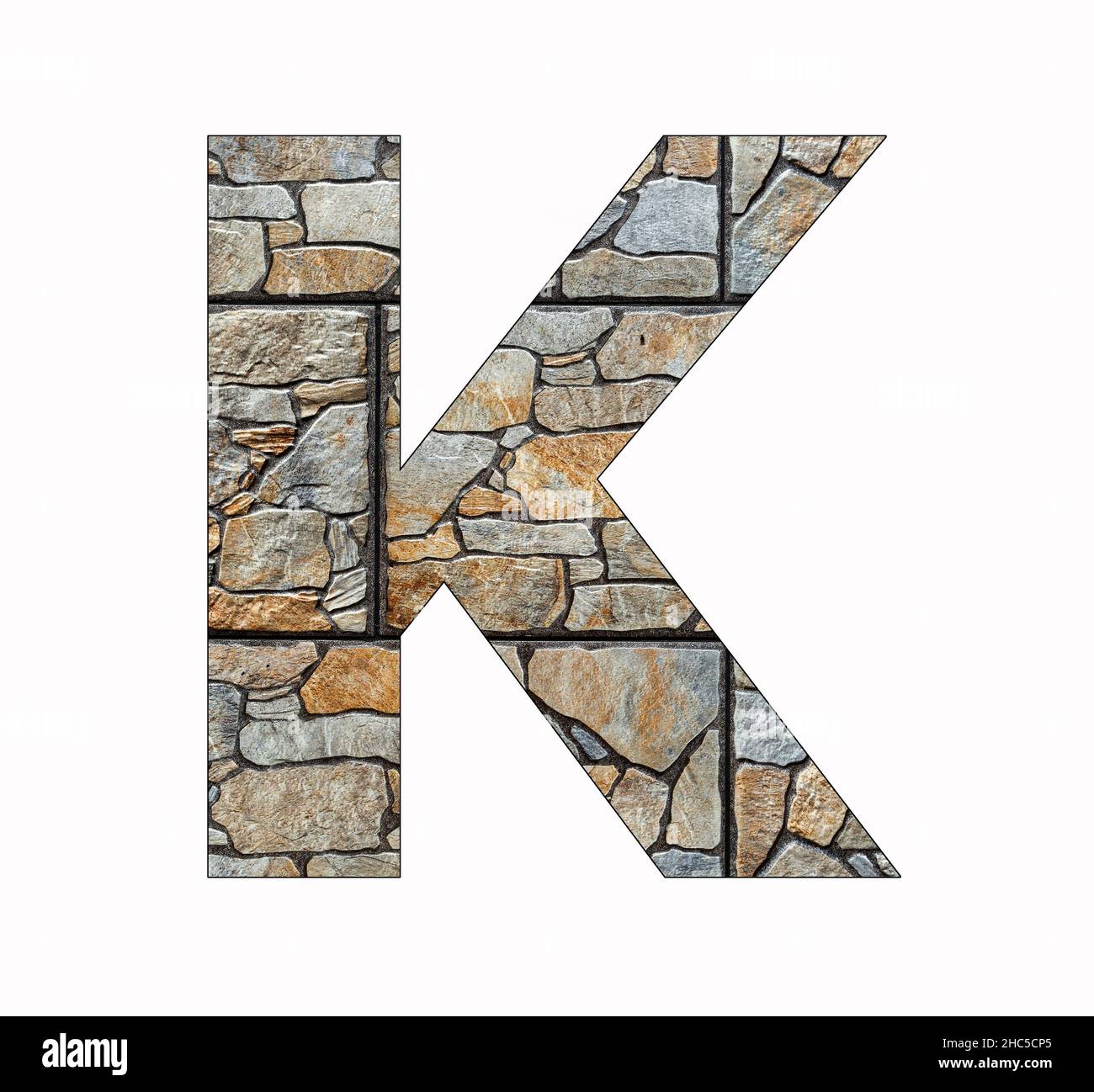 Rustic stone letter K - Black background Stock Photo - Alamy