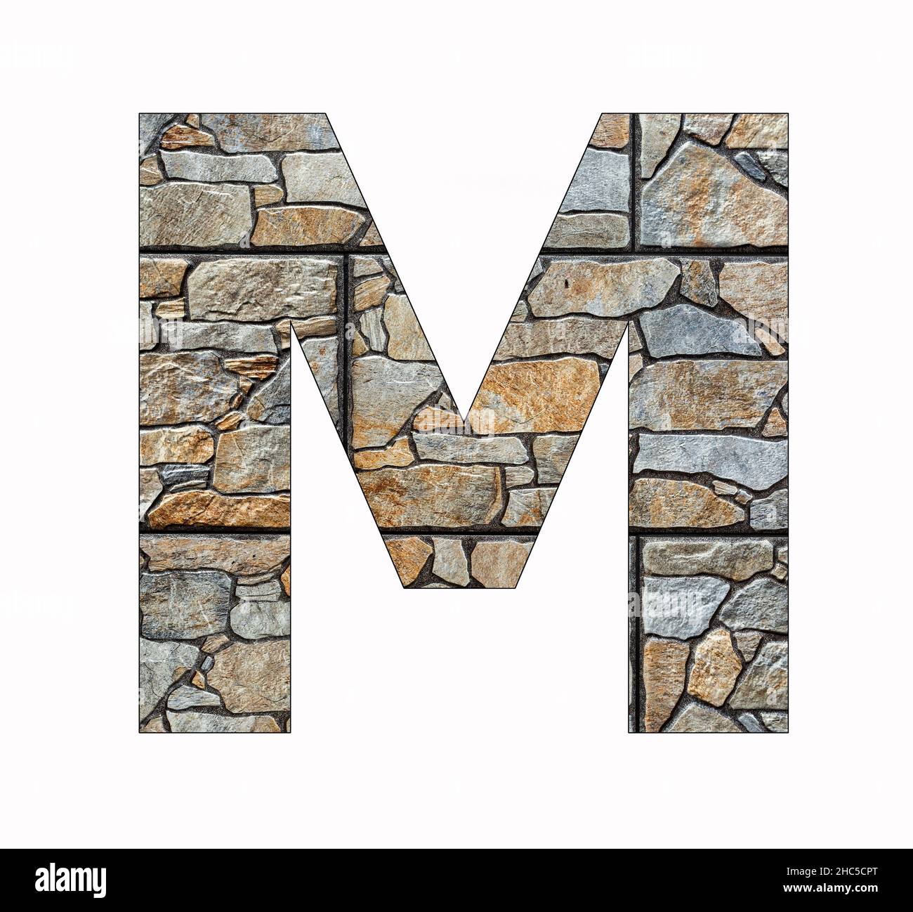 Rustic stone letter M - Black background Stock Photo - Alamy