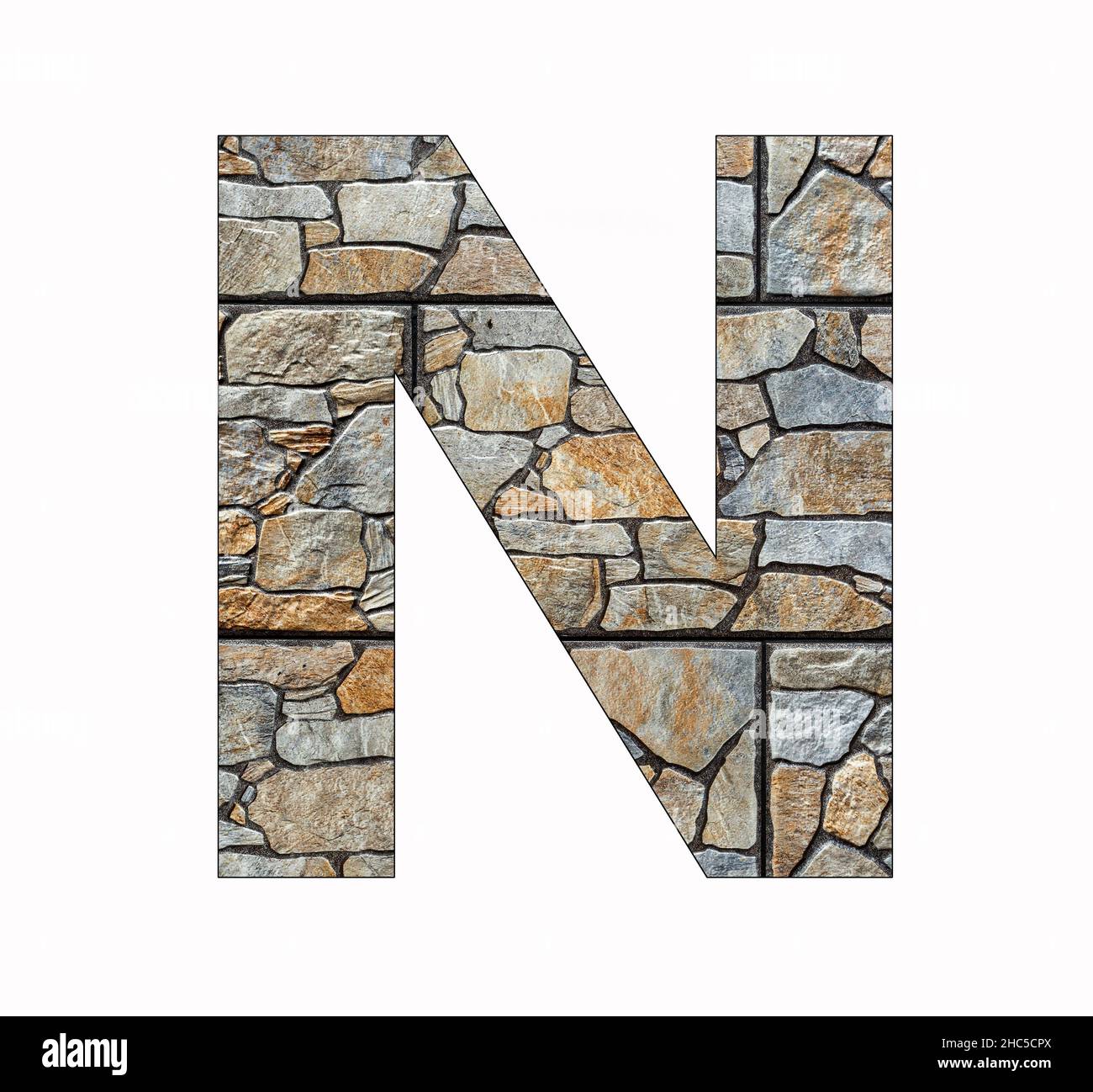 Alphabet letter N - Rustic stone background Stock Photo - Alamy