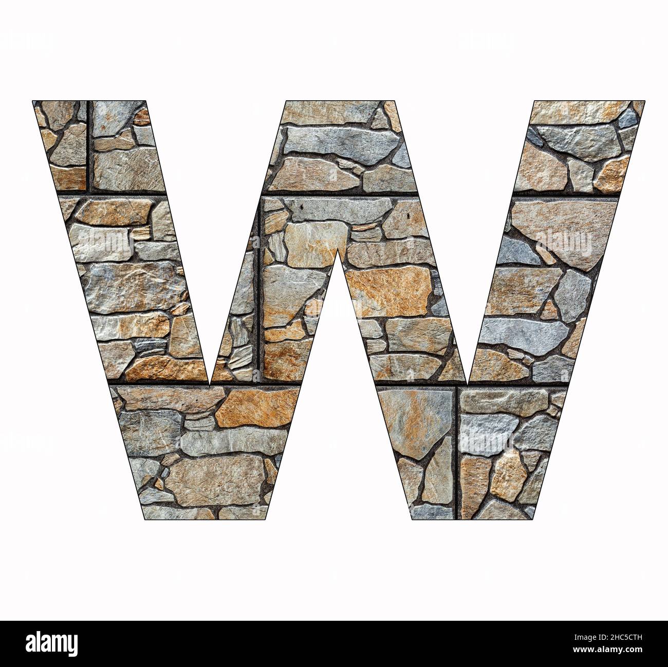 Alphabet letter W - Rustic stone background Stock Photo - Alamy