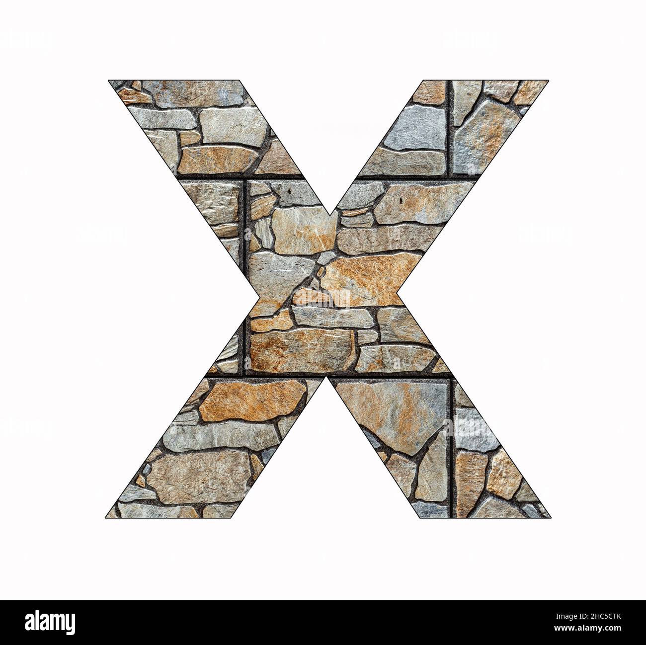 Rustic stone letter X - Black background Stock Photo - Alamy